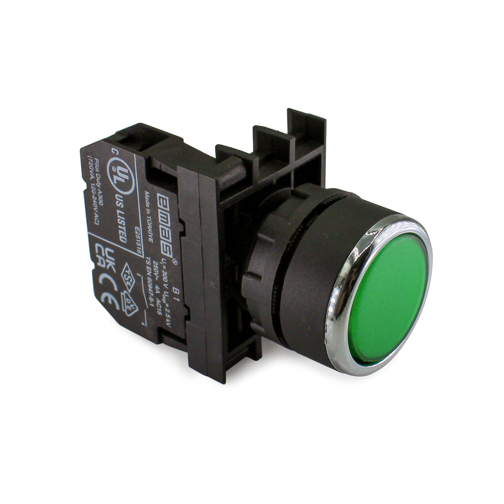 EMAS Green Push Button - 22mm Diameter - Plastic Casing | ACDC Drives