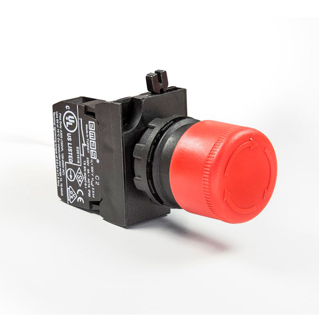 EMAS Emergency Stop Button - 40mm - 1 NC - CP200EK30 - IP65 | ACDC Drives