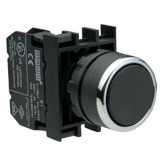 EMAS Black Push Button - 22mm Diameter - 2 NC - B202DH | ACDC Drives