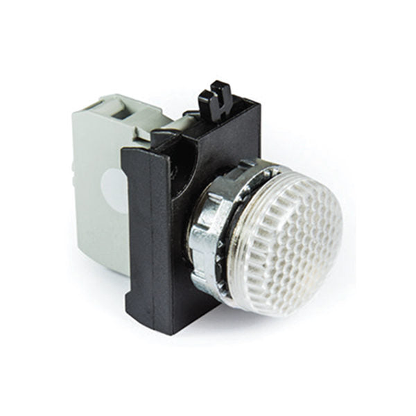 EMAS White Metal Pilot Light / Indicator - CM050XB - 12-30V | ACDC Drives