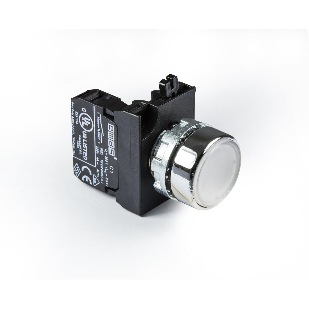 EMAS Metal White Push Button - 22mm - CP100DB - 1 NO | ACDC Drives