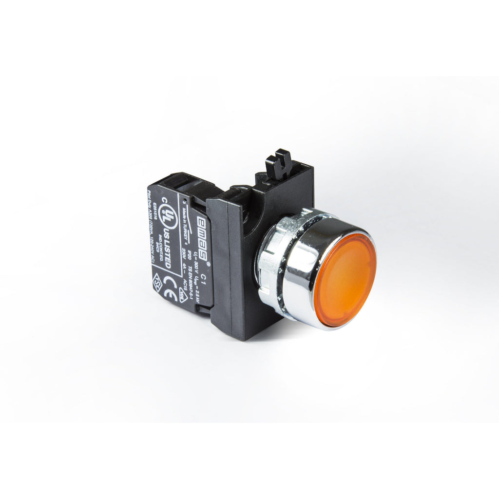 EMAS Metal Yellow Push Button - 22mm - CP100DS - 1 NO | ACDC Drives