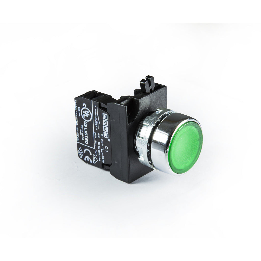 EMAS Metal Green Push Button - 22mm - CP101DY - 2 NO | ACDC Drives