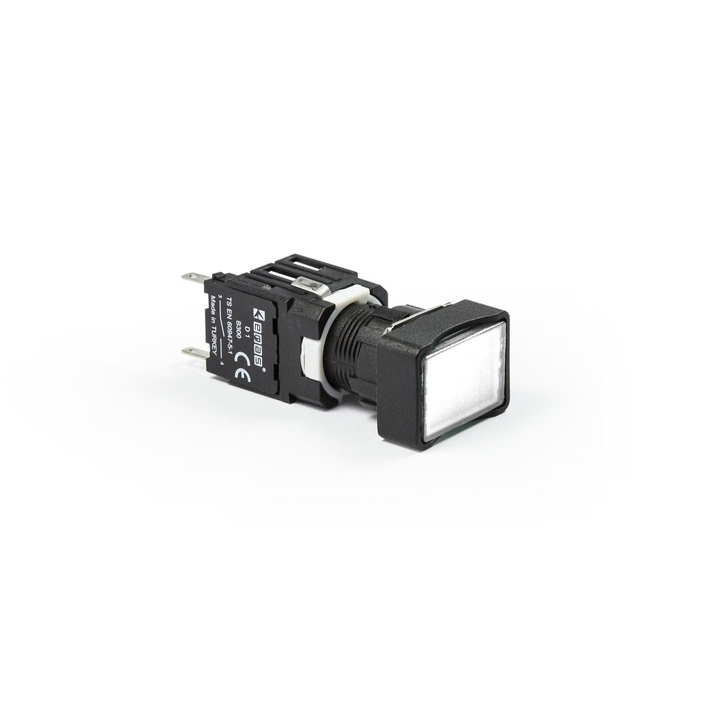 EMAS White Rectangular Push Button - D200DDB - 1 NC | ACDC Drives