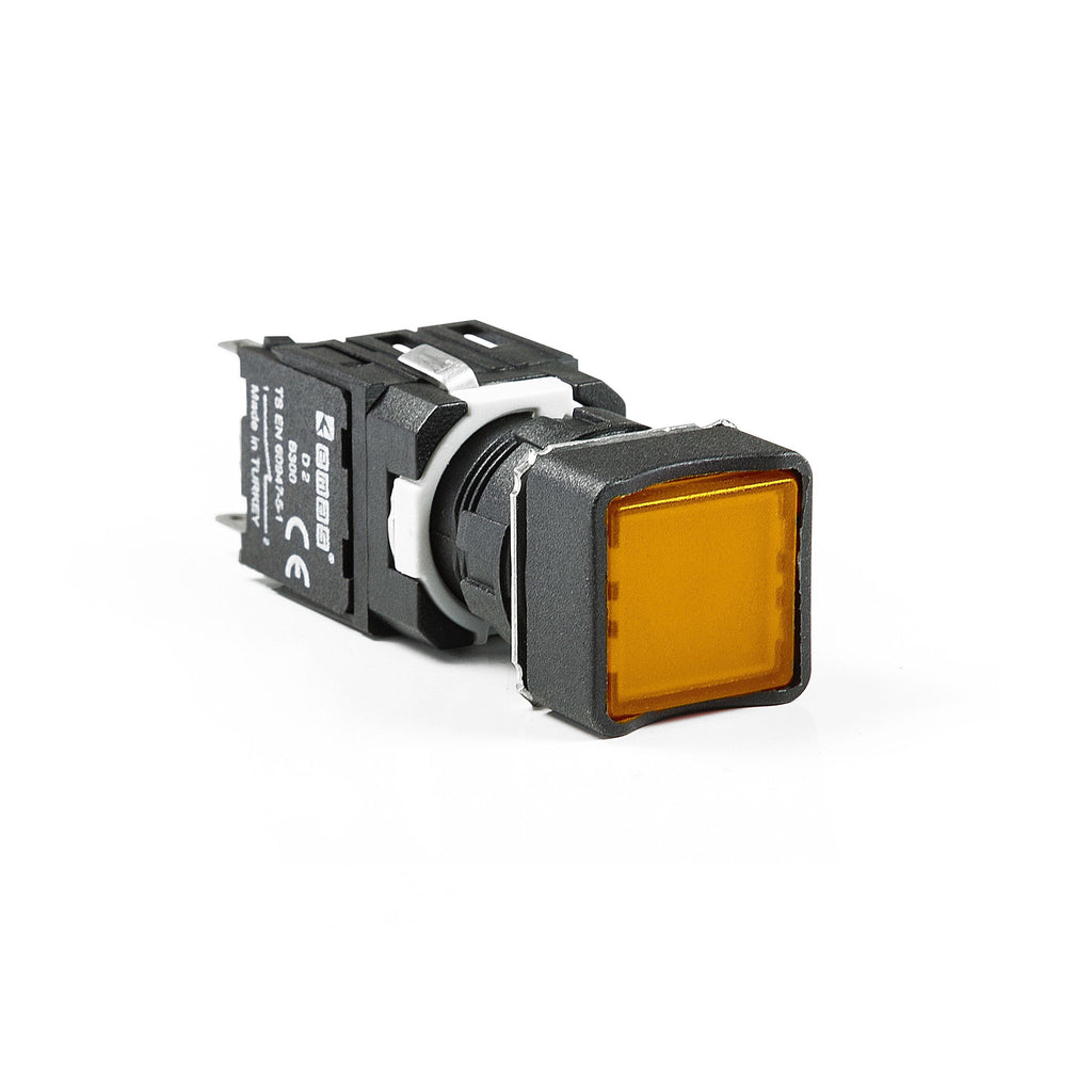EMAS Yellow Square Push Button - 16mm - D202KDS - 2 NC | ACDC Drives