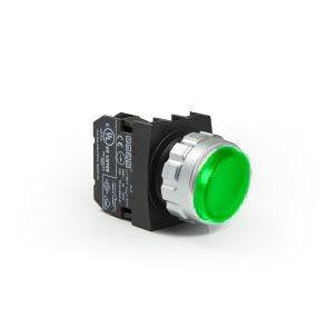 EMAS Green Metal Extended Push Button - 30mm - H101HY - 2NO | ACDC Drives