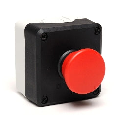 Red Mushroom Button Control Box - IP65 Green - EMAS | ACDC Drives